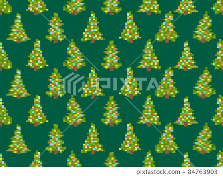 Pixel decorated Christmas trees seamless... - Stock Illustration ...