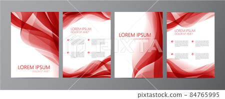 Vector set of red wavy abstract covers,... - Stock Illustration ...