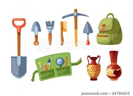 Archeology equipment. Digging tools excavation,... - Stock Illustration ...