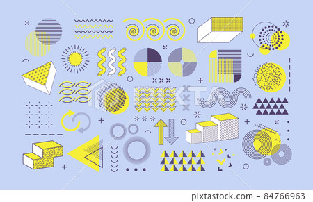 Set of different geometric shapes memphis... - Stock Illustration ...