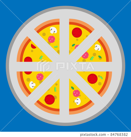 Pizza on a tray. Slice of pizza, vegetarian... - Stock Illustration ...