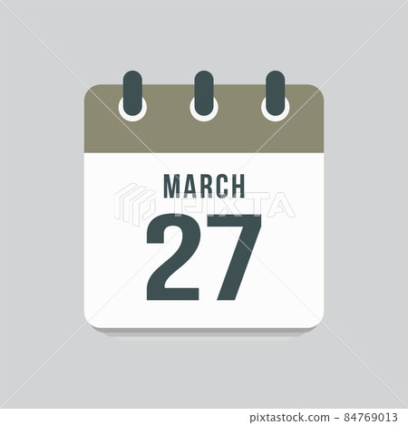 Icon day date 27 March, template calendar page - Stock Illustration ...