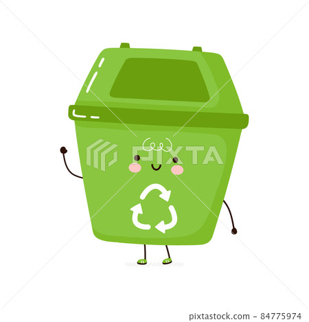 Cute funny trash recycle bin character. Vector... - Stock Illustration ...