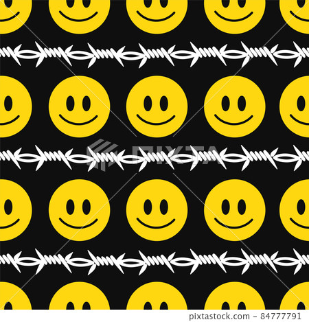 Funny smile face,barbed wire seamless... - Stock Illustration [84777791 ...