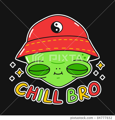 Cute funny happy alien smile face. Chill bro... - Stock Illustration ...