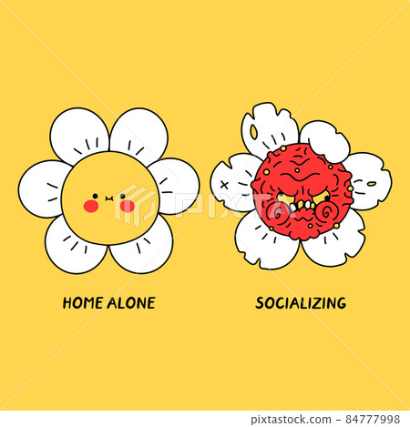 Funny happy and angry mad flower. Home alone vs... - Stock Illustration ...