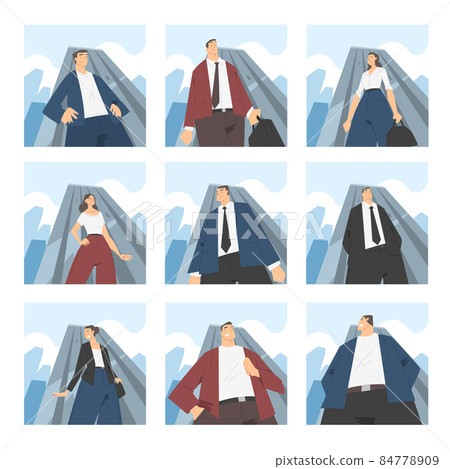 People Character in Formal Suit with Light Up... - Stock Illustration ...