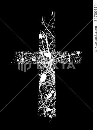Cross made of tree branches. Vector illustration-插圖素材 [84780414] - PIXTA圖庫