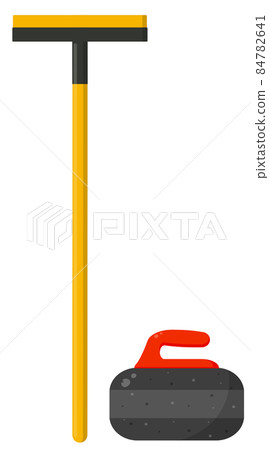Curling stones and mops - Stock Illustration [84782641] - PIXTA