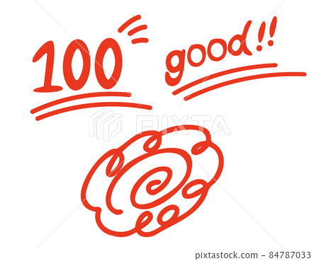 100 points written in red color, Hanamaru - Stock Illustration ...
