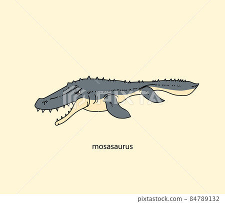 Mosasaurus in cute line art color - Stock Illustration [84789132] - PIXTA