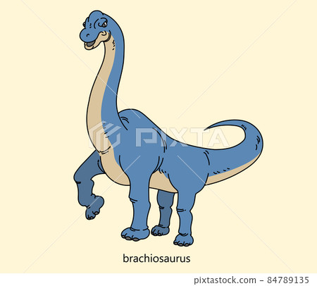 Brachiosaurus in cute line art color - Stock Illustration [84789135 ...