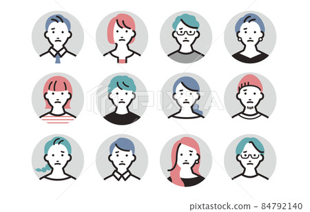 Person icon with troubled face - Stock Illustration [84792140] - PIXTA