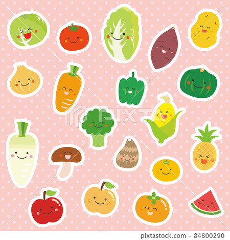 Vegetables and fruits character set - Stock Illustration [84800290] - PIXTA