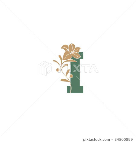 Letter I icon with lily beauty illustration... - Stock Illustration ...