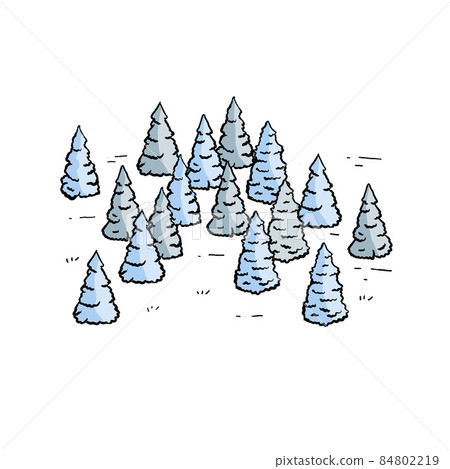 Christmas trees in forest with snow. Winter... - Stock Illustration ...