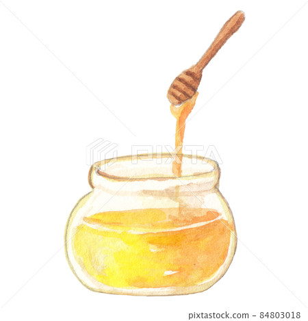 Hand-painted watercolor honey cut illustration - Stock Illustration ...