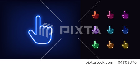 Outline neon finger cursor icon. Glowing neon... - Stock Illustration ...