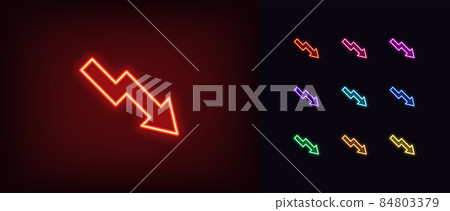 Outline neon decrease arrow icon. Glowing neon... - Stock Illustration [84803379] - PIXTA