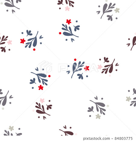 Autumn small flowers and leaf seamless pattern... - Stock Illustration ...