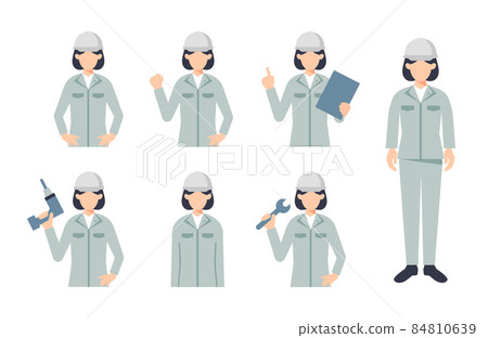 Female construction worker icon set - Stock Illustration [84810639] - PIXTA