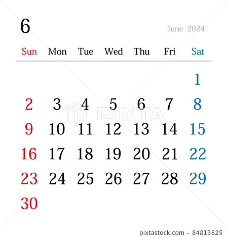June 2024, Japanese calendar - Stock Illustration [84813825] - PIXTA