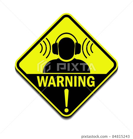 Warning sign high noise levels. Wear earmuffs... - Stock Illustration ...