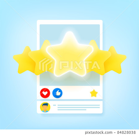 Social media post with five stars rating. 3d... - Stock Illustration ...