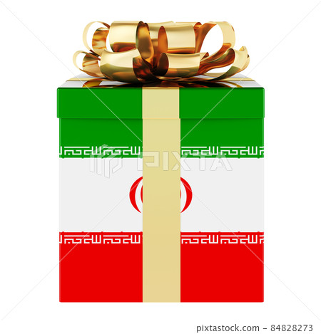 Gift box with Iranian flag. Holiday in Iran,... - Stock Illustration ...