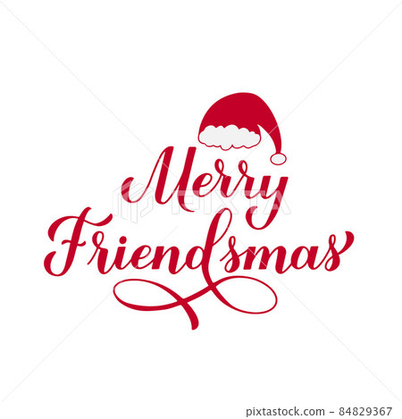 Merry Friendsmas calligraphy hand lettering.... - Stock Illustration ...