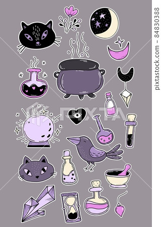 Collection of magical witchcraft amulets and... - Stock Illustration ...