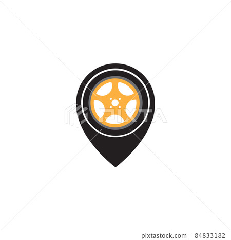 wheel car with pin map location logo symbol... - Stock Illustration ...