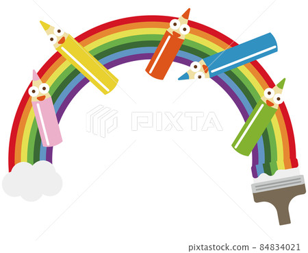 彩虹刷，油漆，油漆，白色背景，彩色鉛筆，鉛筆-插圖素材 [84834021] - PIXTA圖庫