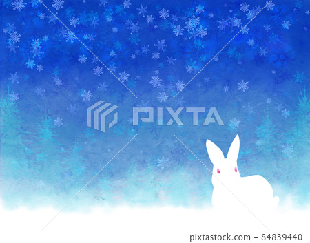Rabbit and snow scene - Stock Illustration [84839440] - PIXTA