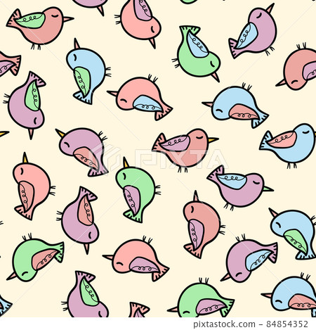 Seamless pattern with funny colorful birds.... - Stock Illustration ...