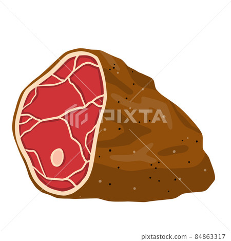 Piece of raw meat. Cut off half beef piece.... - Stock Illustration ...