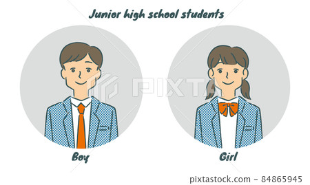 Student icon set in uniform and facing front... - Stock Illustration ...