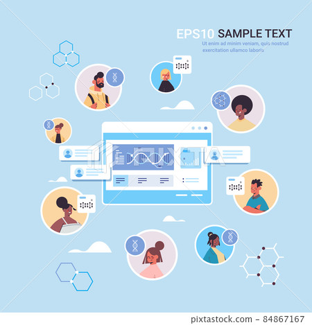 mix race patients in web browser windows DNA... - Stock Illustration ...