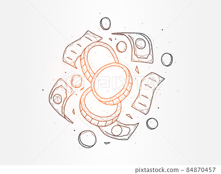Polygonal vector illustration of three coins,...-插圖素材 [84870457] - PIXTA圖庫