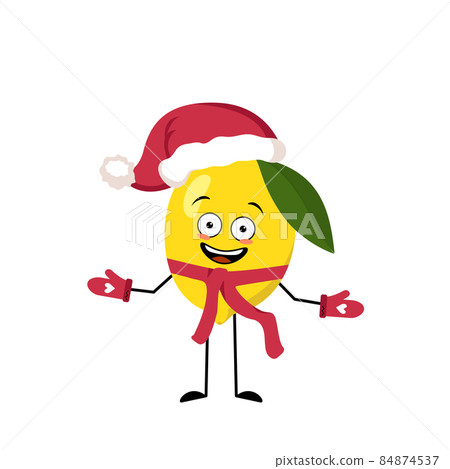 Lemon Santa character with happy emotion,... - Stock Illustration ...