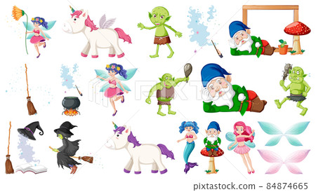 Set of fantasy fairy tale characters and elements - Stock Illustration ...