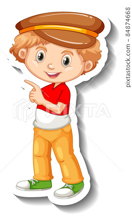 Blonde hair boy cartoon character sticker - Stock Illustration ...