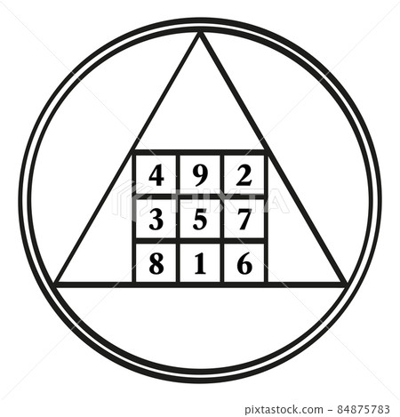 Order three magic square, a symbol, assigned to... - Stock Illustration ...