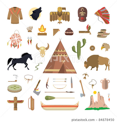 Collection of Native American Folk Things - Stock Illustration ...