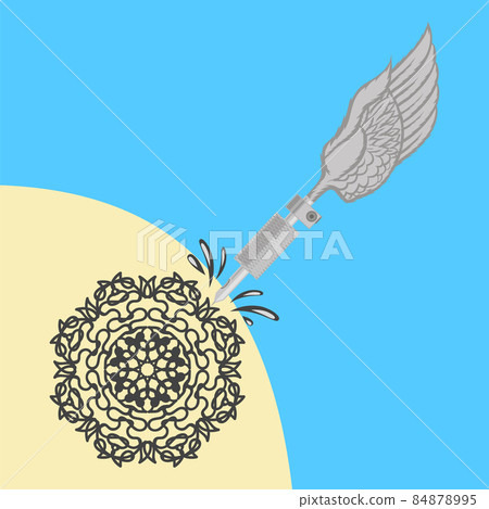 Old Induction Tattoo Machine on Blue Background - Stock Illustration ...