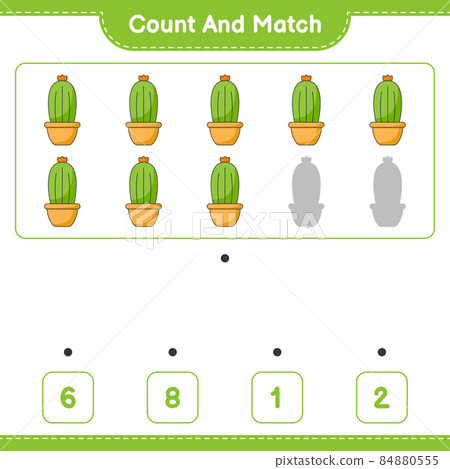Count and match, count the number of Cactus and... - Stock Illustration ...