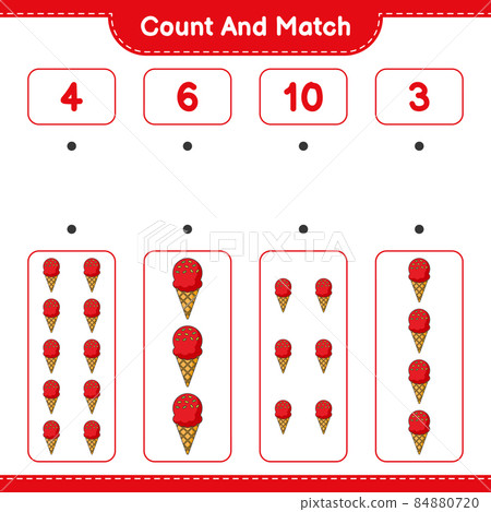 Count and match, count the number of Ice Cream... - Stock Illustration ...