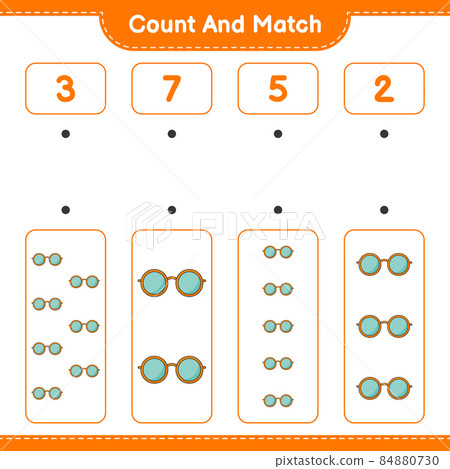 Count and match, count the number of Sunglasses... - Stock Illustration ...