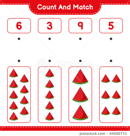 Count and match, count the number of Watermelon... - Stock Illustration ...