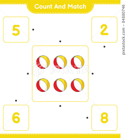 Count and match, count the number of Beach Ball... - Stock Illustration ...